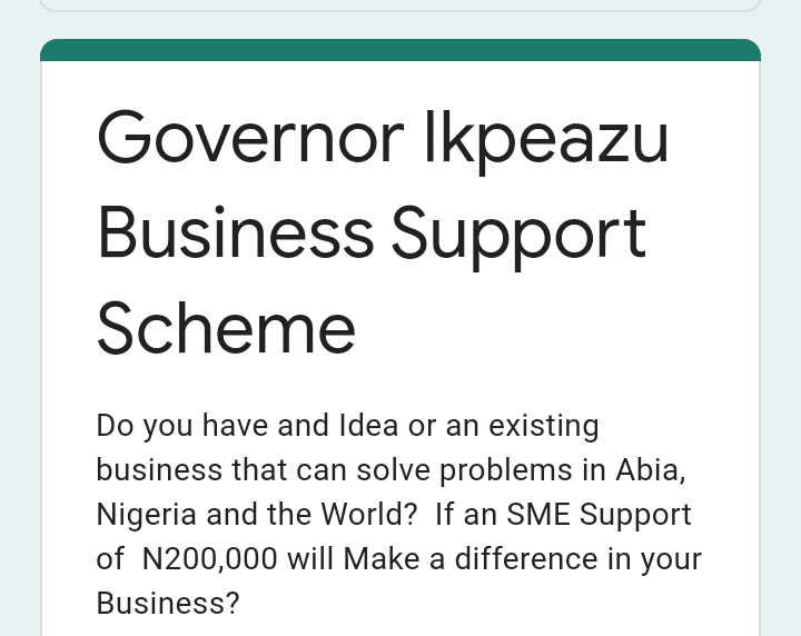 Governor Ikpeazu Business Support Scheme Online Application (2nd Phase)